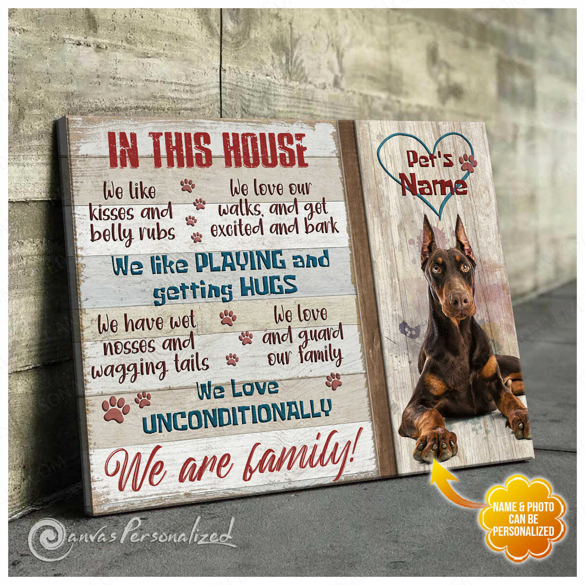 Personalised Pet Wall Art With Pet's Photo And Name