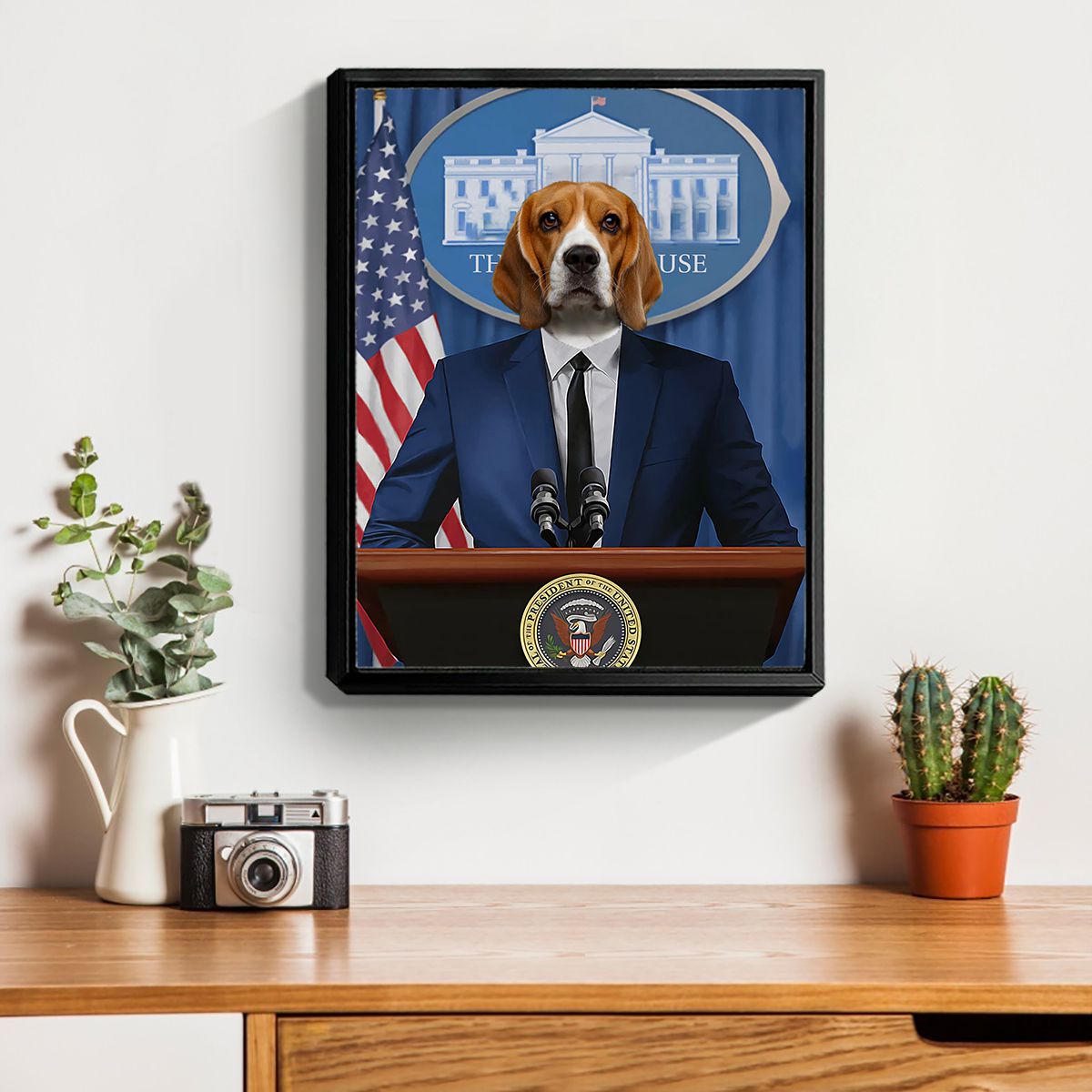 Funny Dog Gift President Custom Dog Portrait Canvas Print - Canvas ...