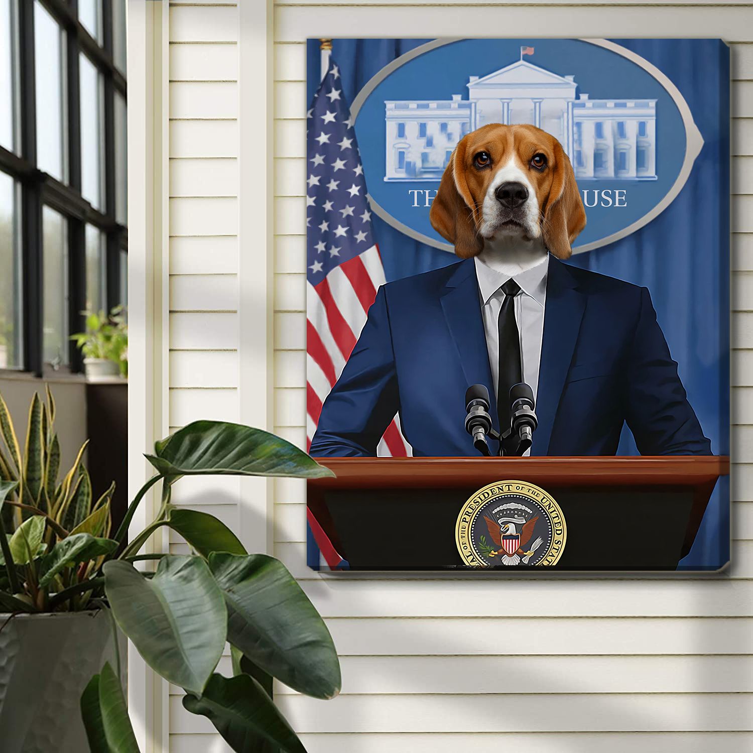 Funny Dog Gift President Custom Dog Portrait Canvas Print - Canvas ...