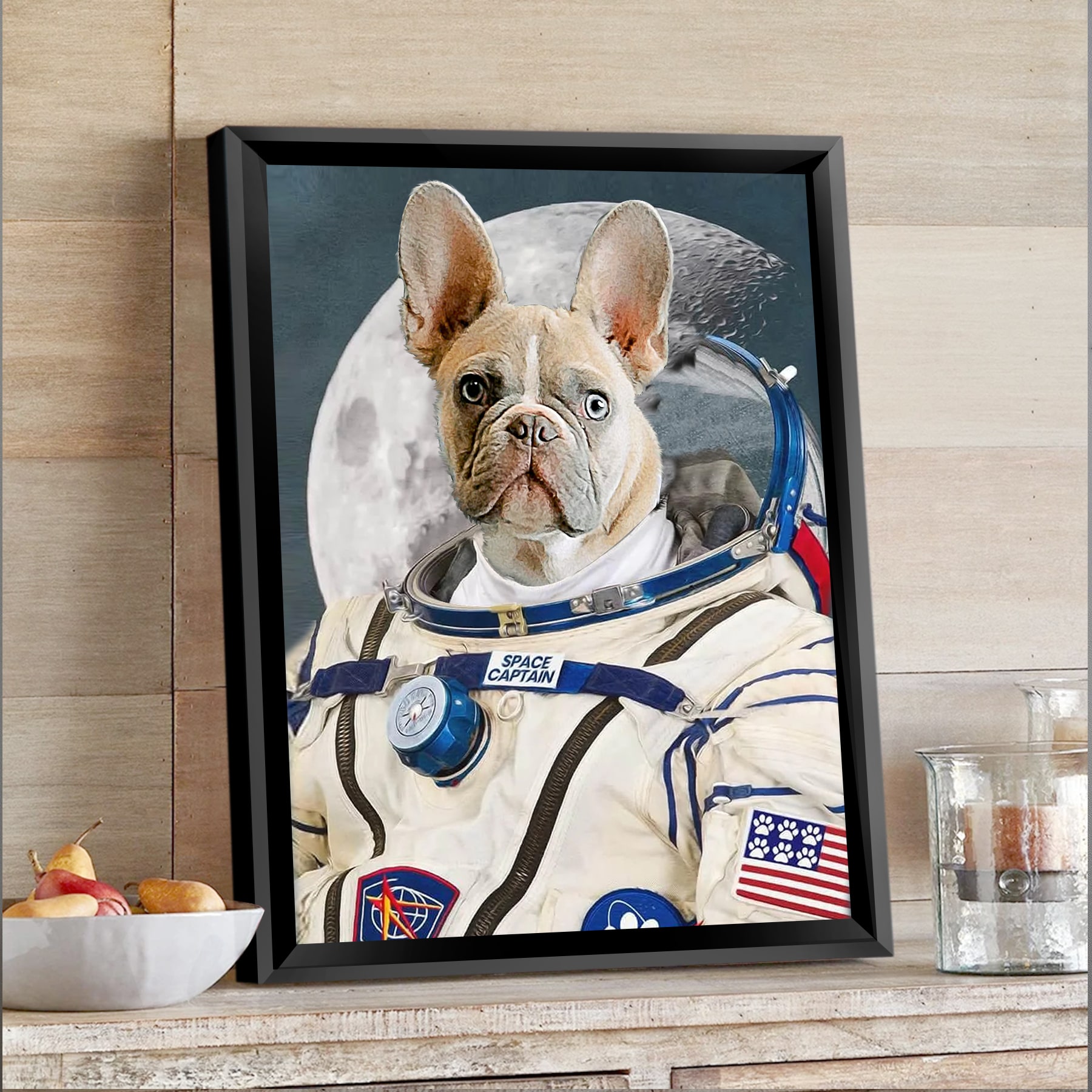 Astronaut Dog Portrait Funny Custom Pet Portrait Canvas Wall Art ...