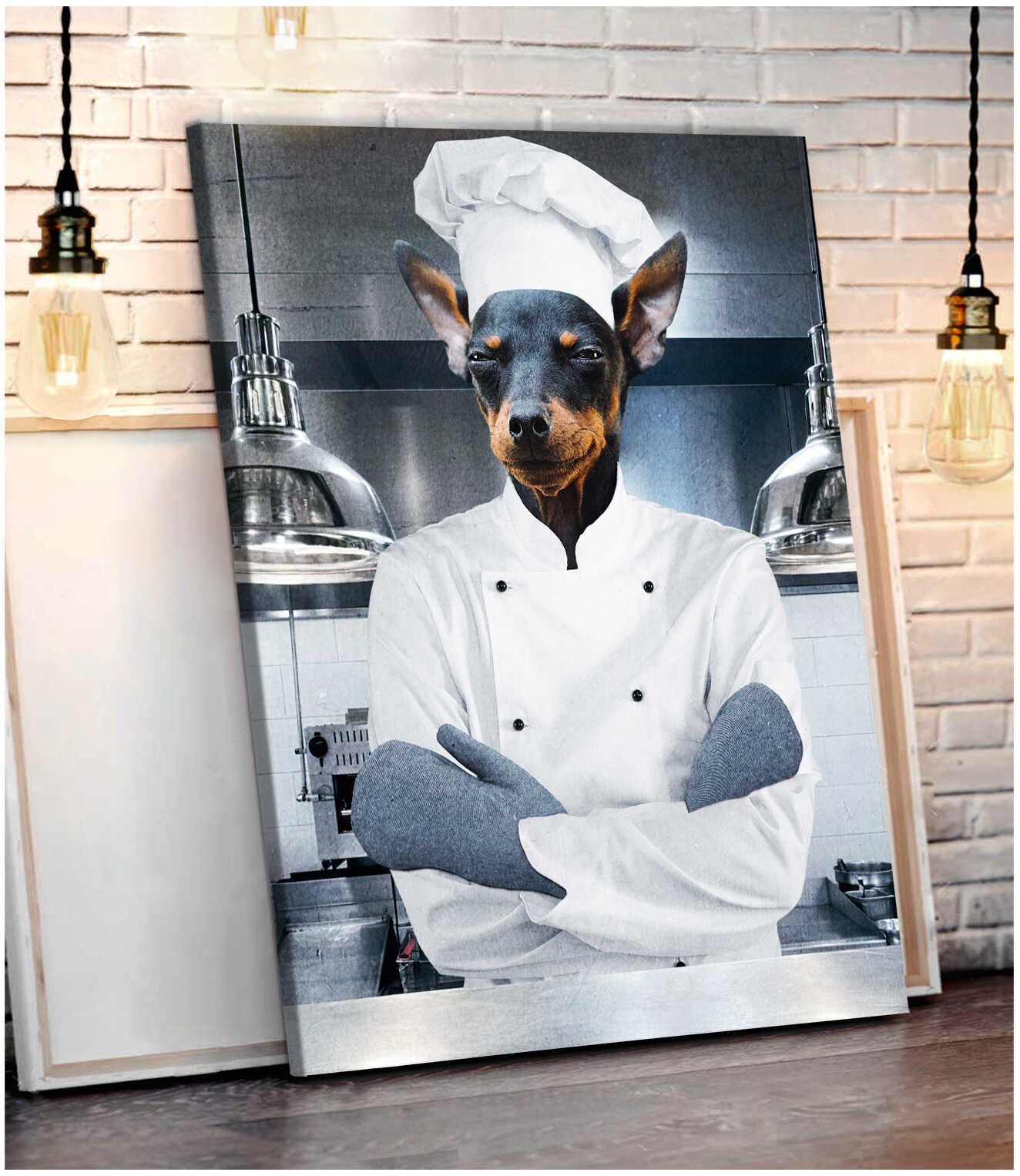 Funny Kitchen Sign Custom Dog Portrait Dog The Chef Canvas Print ...