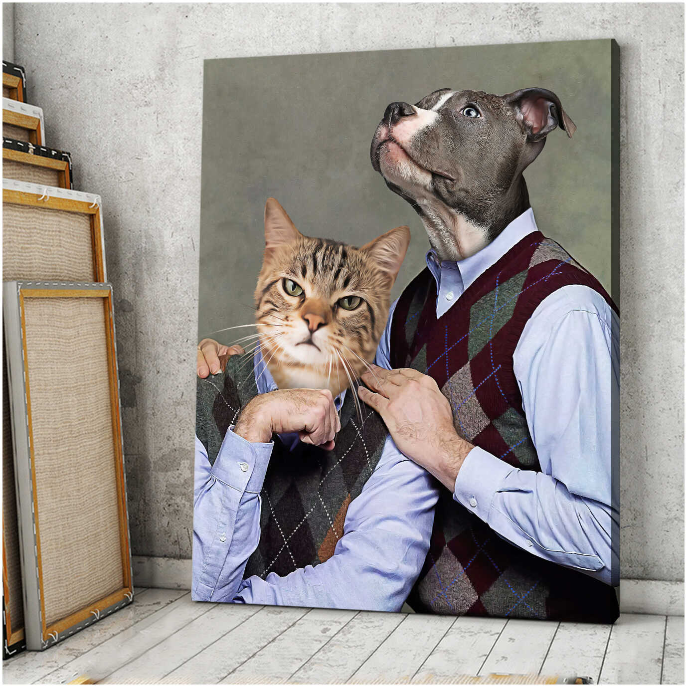 Dogs Portrait Gift The Step Brothers Custom Canvas Print - Canvas ...