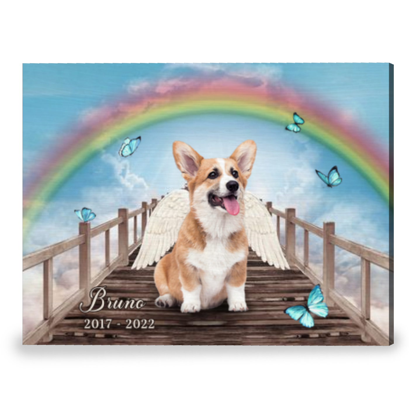Personalized Dog Loss Gift Pet Portrait Cross Rainbow Bridge Canvas ...