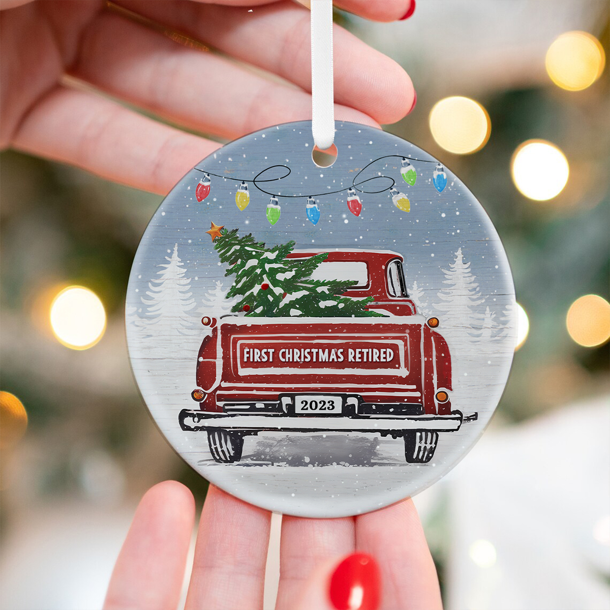 First Year Retired Gift Christmas Retirement Ornament - Canvas Personalized